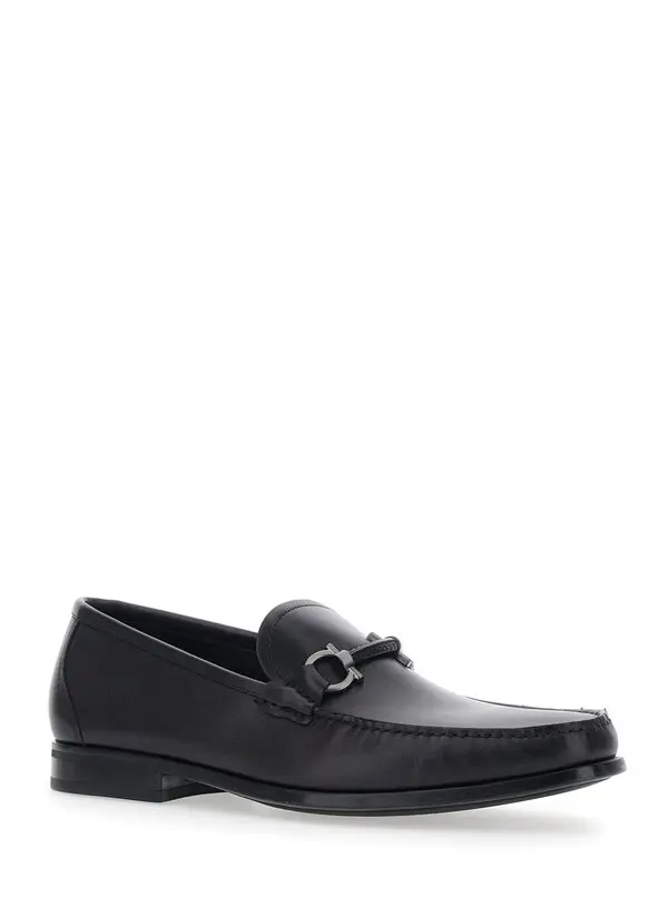 FERRAGAMO Loafers With Gancini Detail In Leather