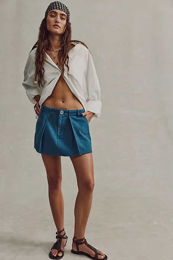 Free People Riverfront Surplus Mini Skirt - Sailor Blue