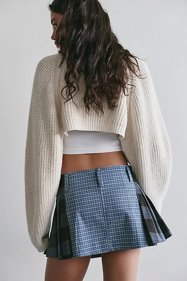 Free People Sherry Pleated Mini Skirt - Army Combo