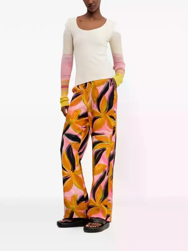 Desigual Floral Print Split Hem Trousers