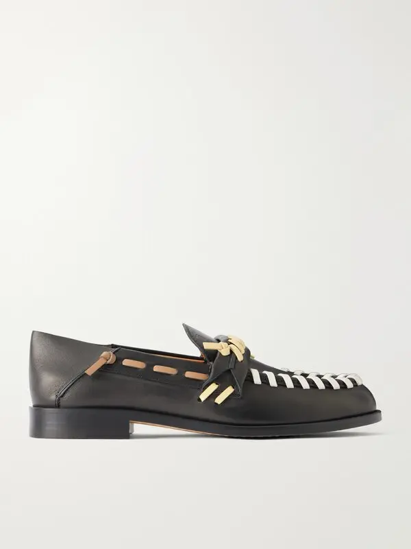 TOD'S Whipstitched Leather Loafers - Black