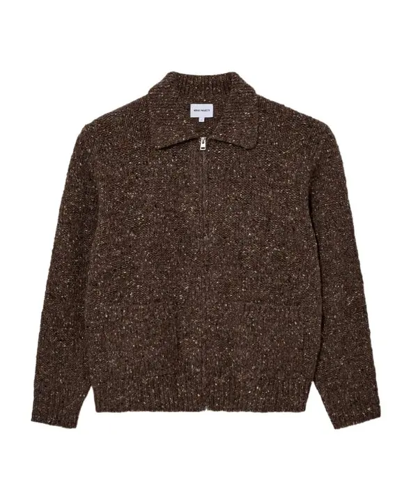 Norse Projects Zipper Wool Knit Cardigan - Black