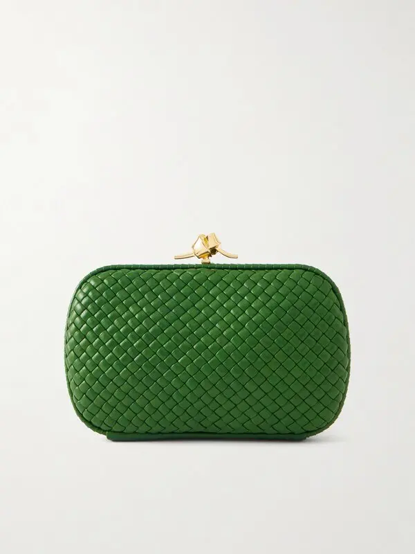 Bottega Veneta Knot Intrecciato Leather Clutch - Green