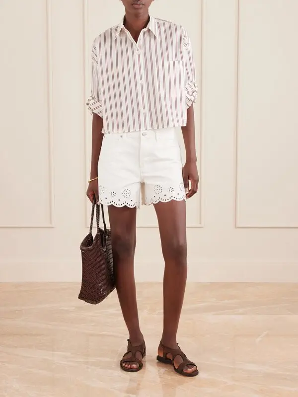 FRAME Broderie Anglaise Denim Shorts