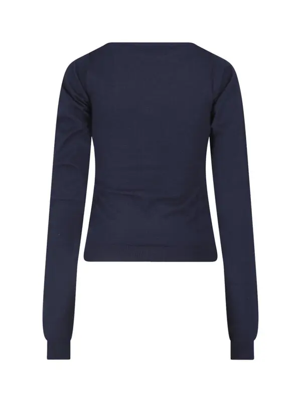 Miu Miu Logo Intarsia Knitted Jumper - Navy Blue