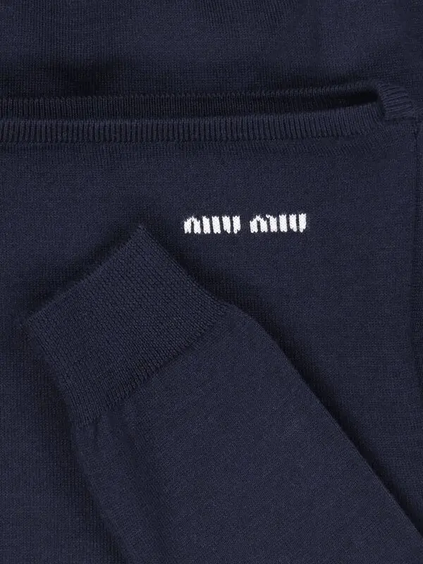 Miu Miu Logo Intarsia Knitted Jumper - Navy Blue