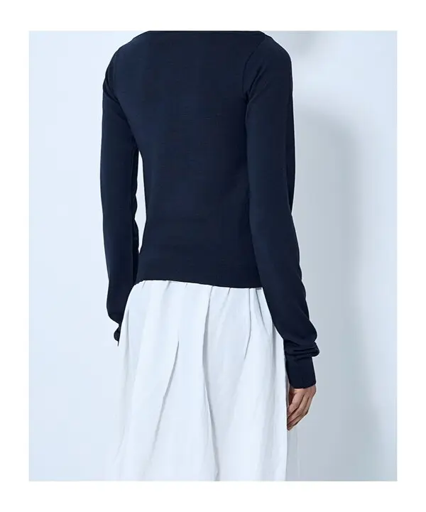 Miu Miu Logo Intarsia Knitted Jumper - Navy Blue