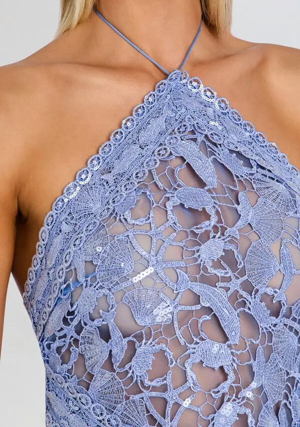 Retrofete Eaves Sequin Lace Handkerchief Top - Light L'acqua