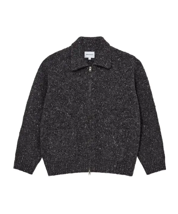 Norse Projects Long-sleeved Zip-up Wool Cardigan - Black