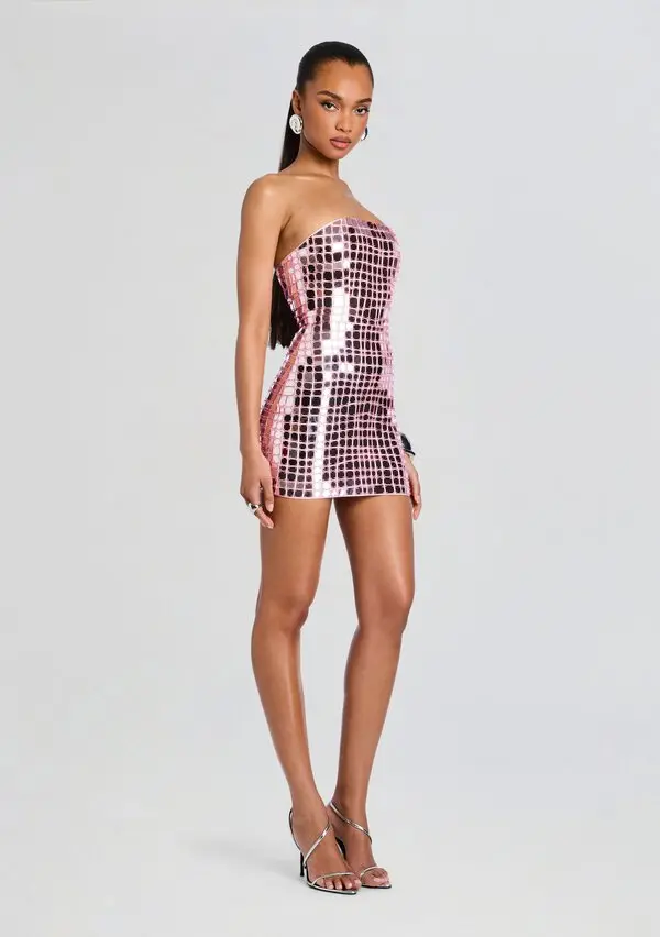 Retrofete Kaleido Strapless Embellished Mini Dress - Rosa