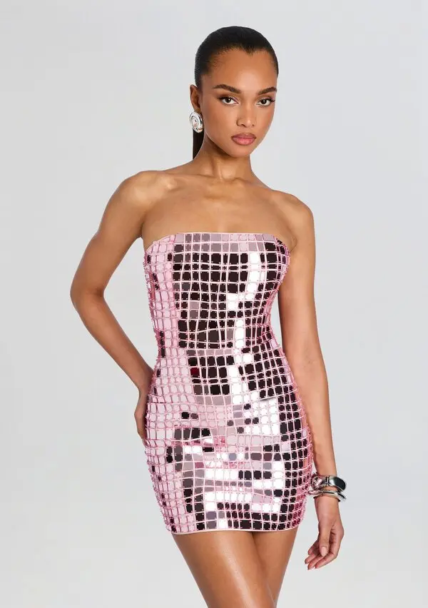 Retrofete Kaleido Strapless Embellished Mini Dress - Rosa