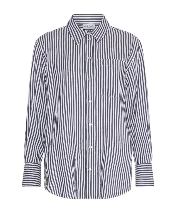 Marella Linen And Cotton Shirt - Navy Blue