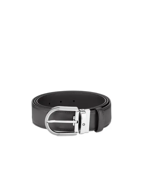 Montblanc Horseshoe Buckle Leather Belt - Grey