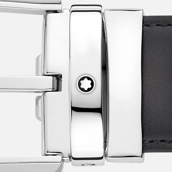 Montblanc Horseshoe Buckle Leather Belt - Grey