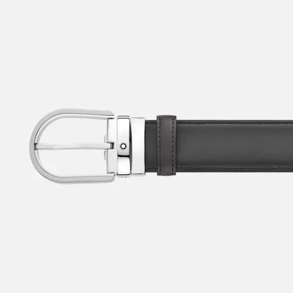 Montblanc Horseshoe Buckle Leather Belt - Grey