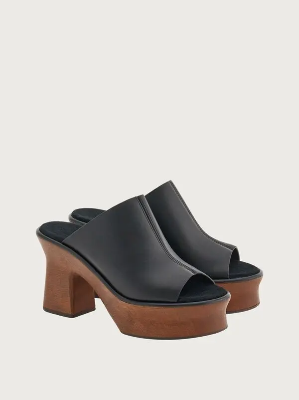 FERRAGAMO Black Thick-heeled Platform Sandals