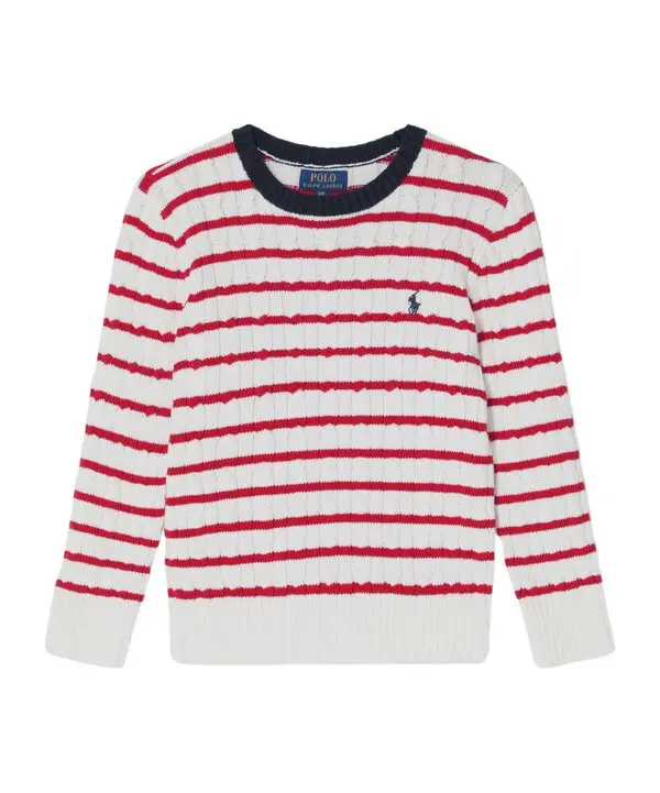 Polo Ralph Lauren Striped Cable Knit Jumper - White