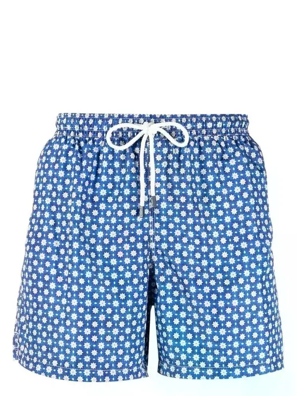 Fedeli Printed Swim Shorts - Blue