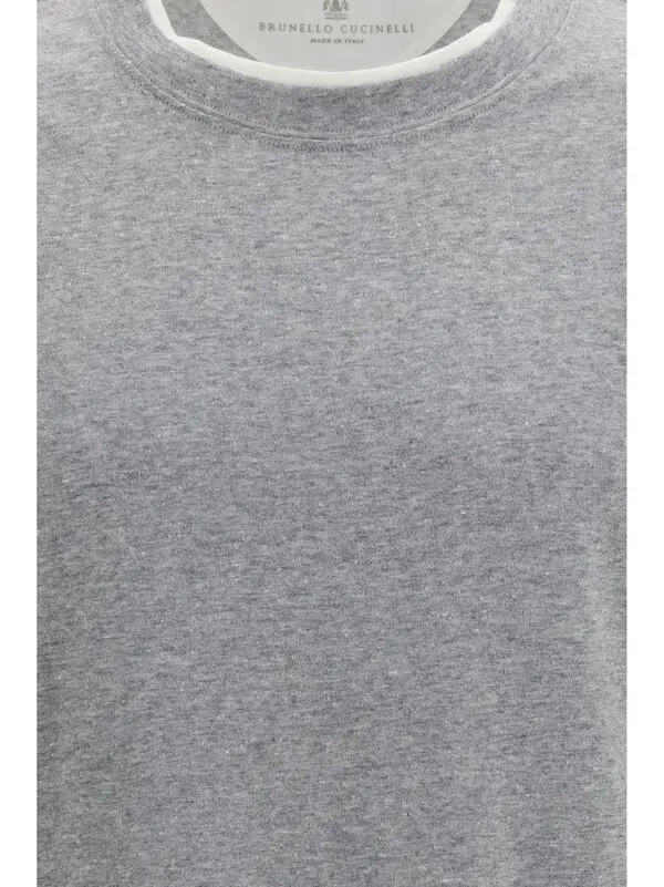 Brunello Cucinelli Crewneck Knit Top With Contrasting Trim