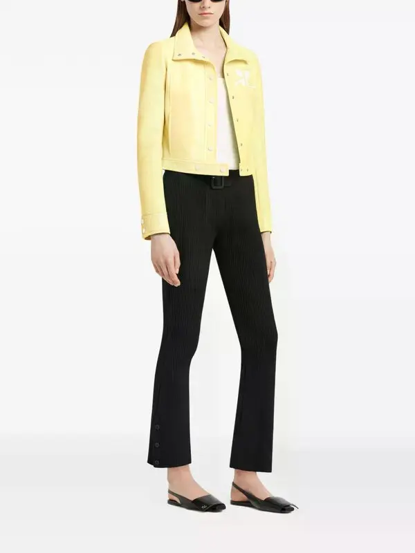 COURREGES Vinyl-effect Cropped Jacket - Yellow