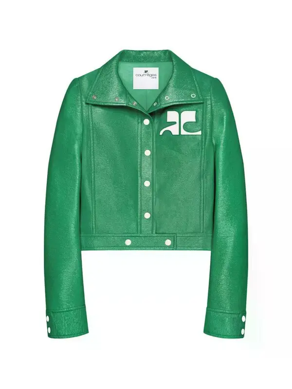 COURREGES Vinyl-effect Cropped Jacket - Green