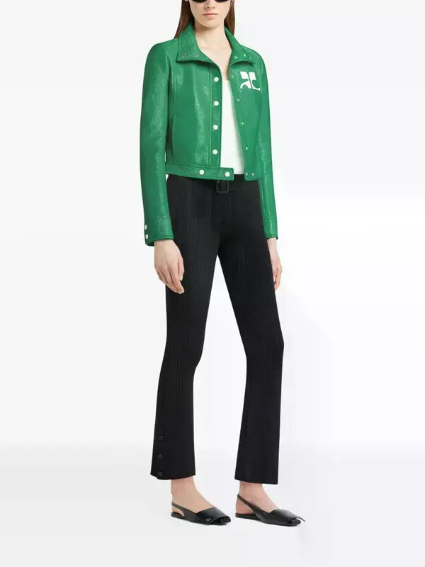COURREGES Vinyl-effect Cropped Jacket - Green
