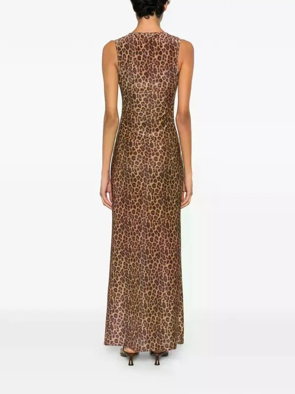 COTAZUR Leopard Print Ring Detail Maxi Dress