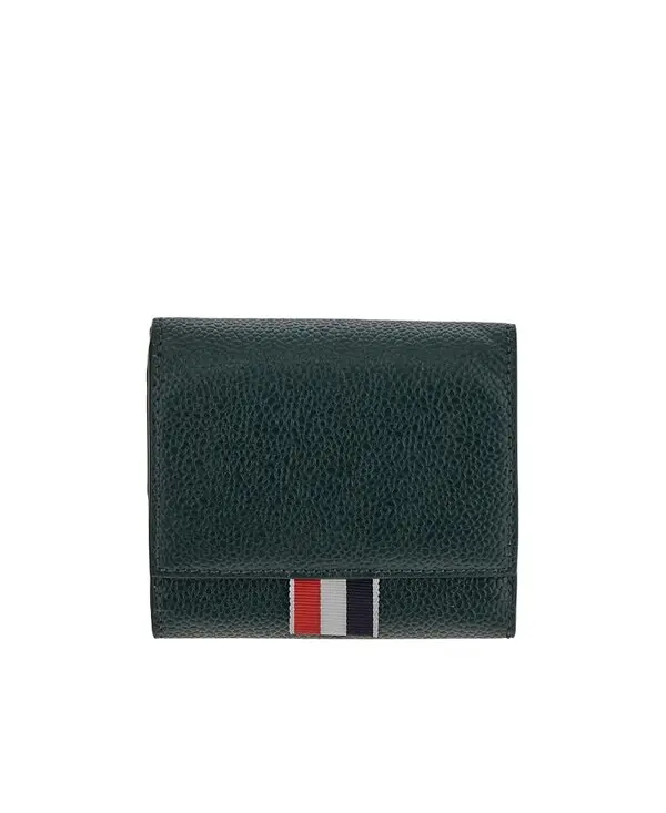 Thom Browne Rwb Stripe Pebbled Leather Wallet - Black