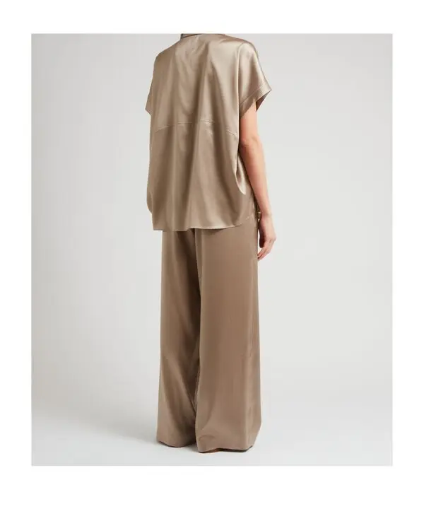 Brunello Cucinelli Short-sleeved Buttoned Blouse - Brown