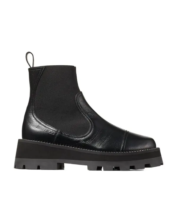 JIMMY CHOO Logo Square Round Head Short Boots
