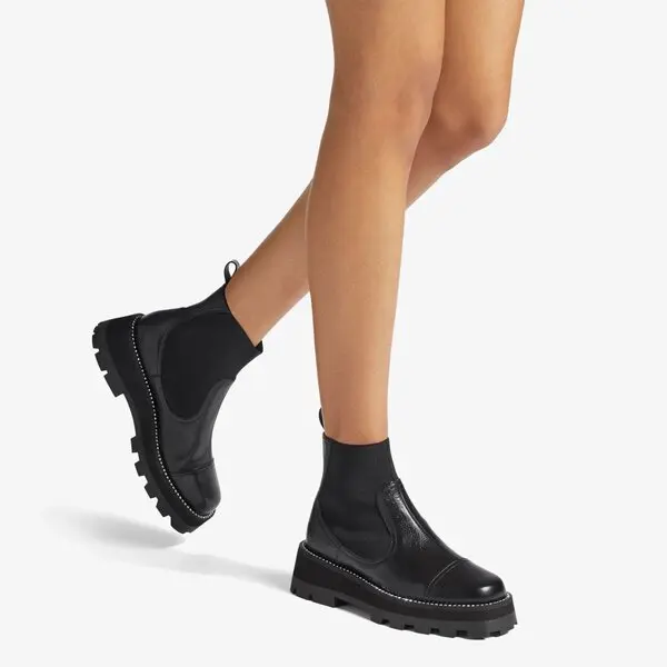 JIMMY CHOO Logo Square Round Head Short Boots