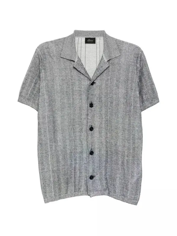 Brioni Ribbed-knit Contrast-trim Polo Shirt