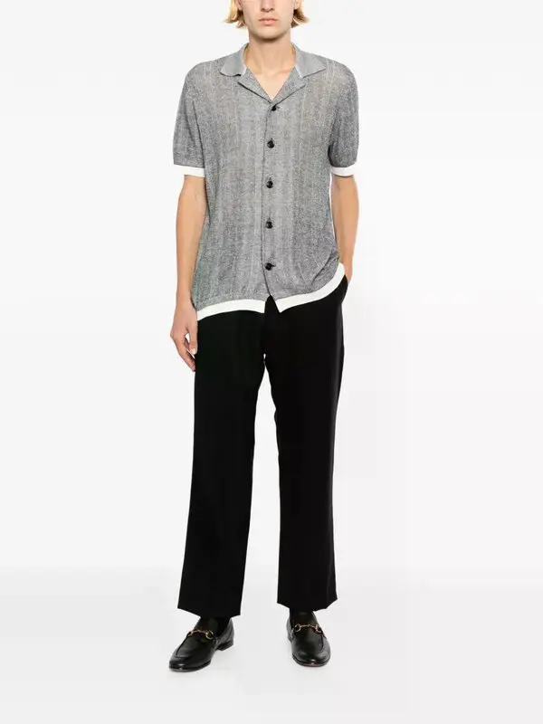 Brioni Ribbed-knit Contrast-trim Polo Shirt
