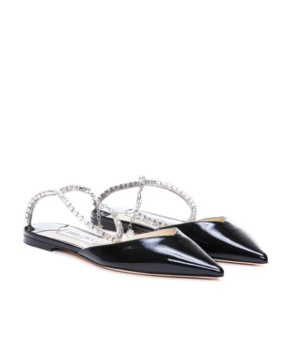 JIMMY CHOO Saeda Embellished Pointed Toe Flats