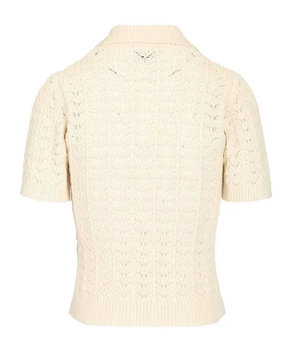 FORTE_FORTE Openwork Polo Knitted Sweater