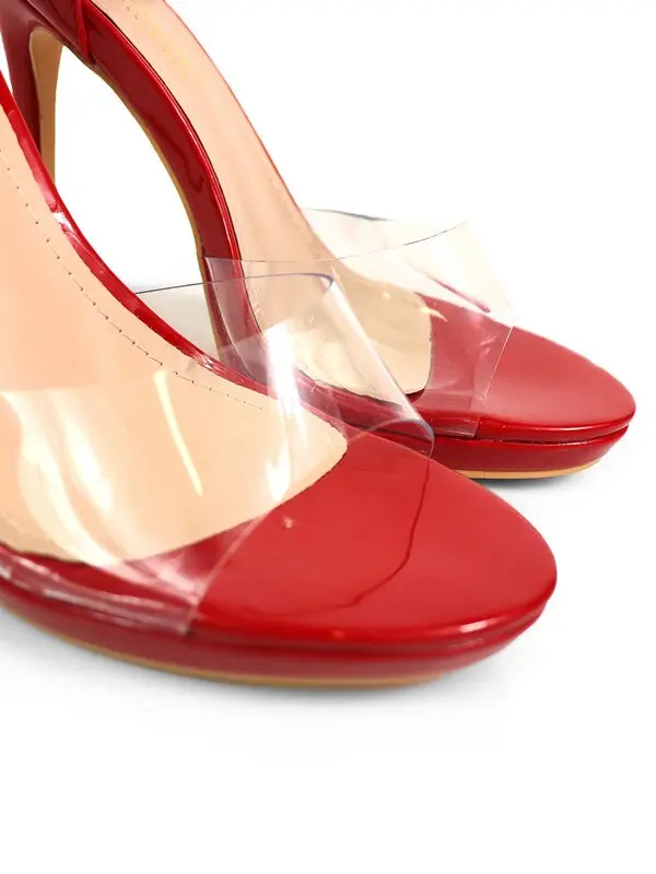 Frederick's Of Hollywood Stacy Ankle Strap High Heel Sandals - Red