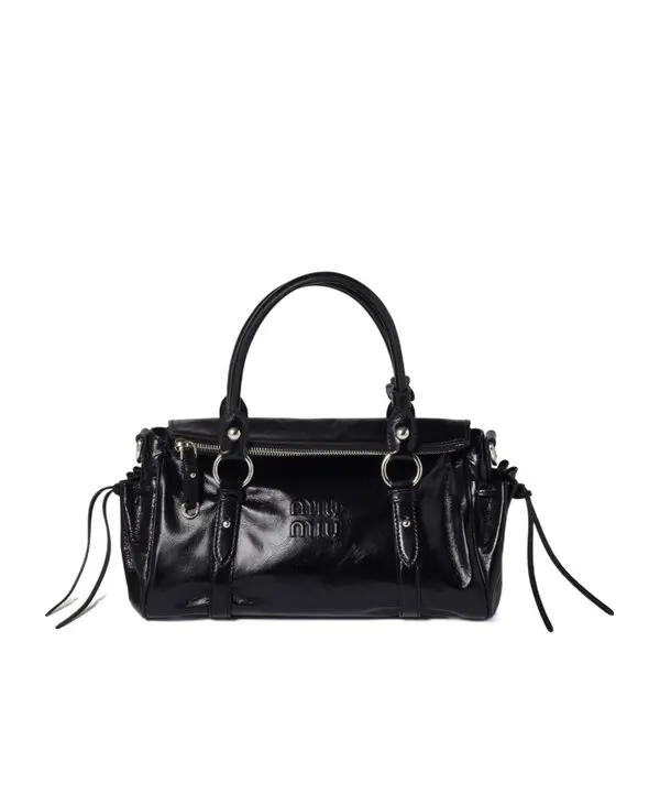 Miu Miu Glossy Leather Handbag - Black