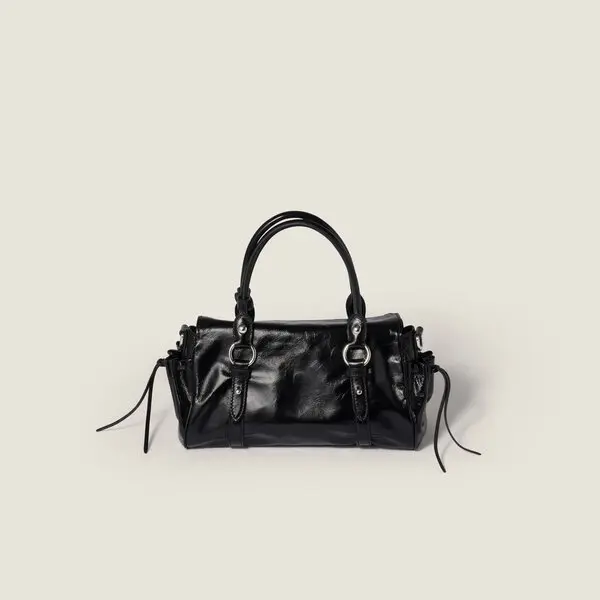 Miu Miu Glossy Leather Handbag - Black