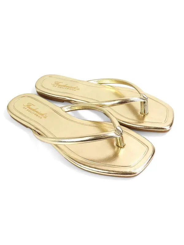 Frederick's Of Hollywood Tallulah Thong Flat Sandal - Gold