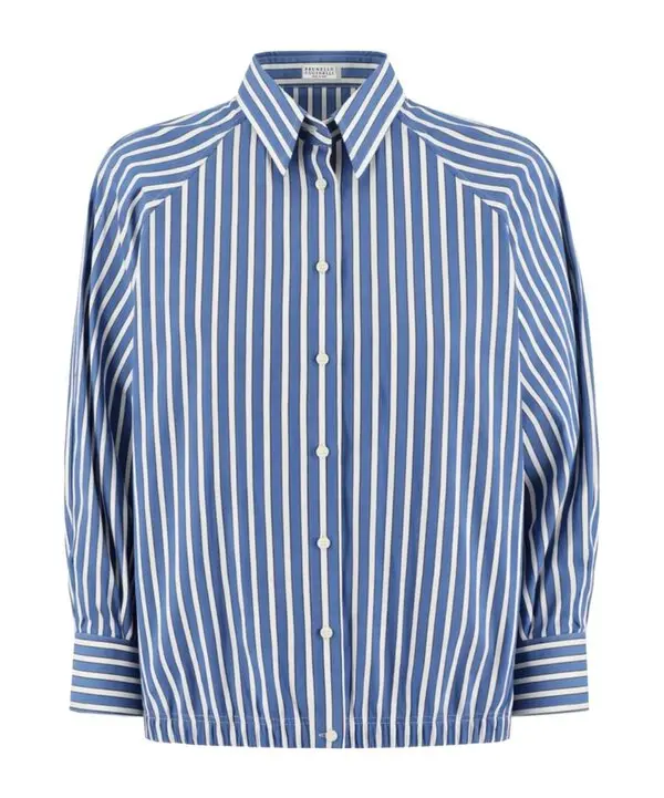 Brunello Cucinelli Striped Long-sleeve Shirt - Blue