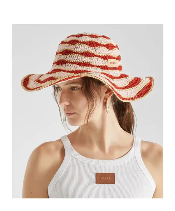 Fendi Crochet Cotton And Raffia Hat