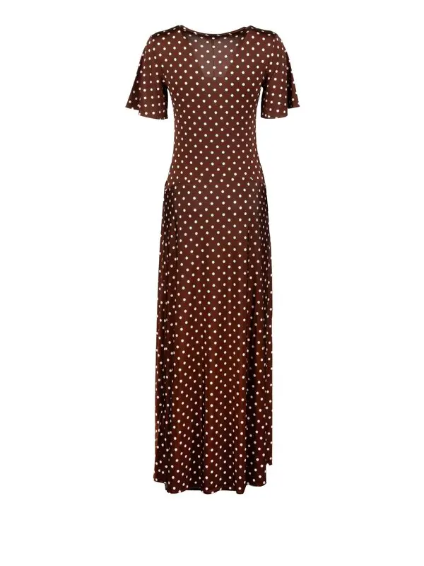 Marella V-neck Polka Dot Maxi Dress