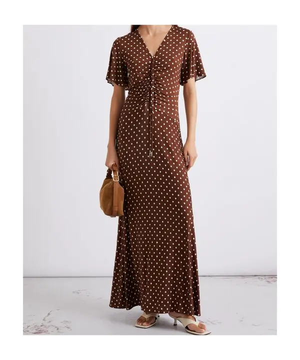 Marella V-neck Polka Dot Maxi Dress