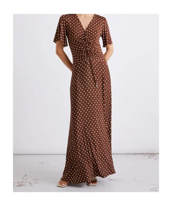 Marella V-neck Polka Dot Maxi Dress