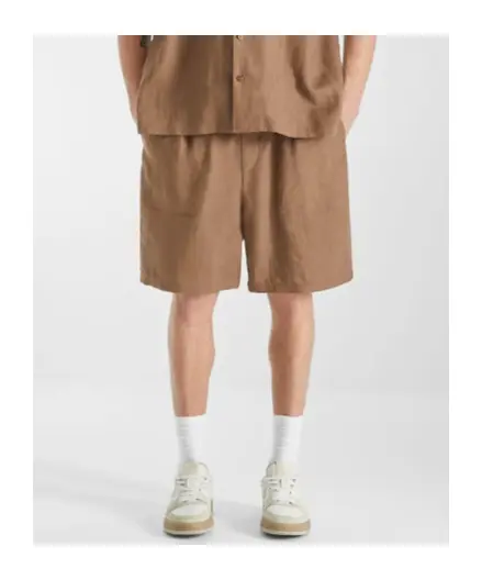 Fendi Bermuda Linen Shorts With Selleria Ff Embroidery