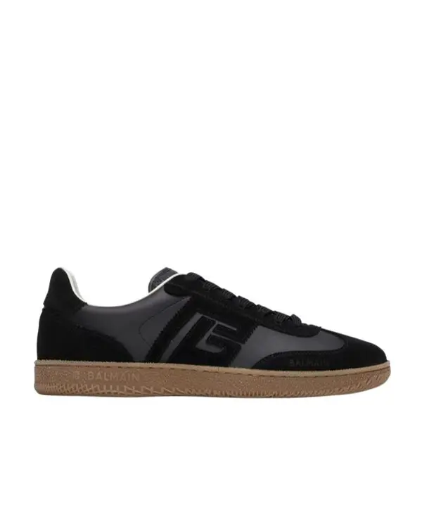 Balmain Swan Trainers In Smooth Leather And Suede - Black