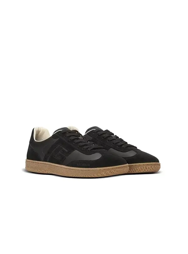 Balmain Swan Trainers In Smooth Leather And Suede - Black