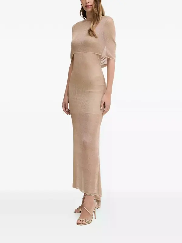 SIMONA CORSELLINI Open-back Mesh-knit Maxi Dress - Neutrals
