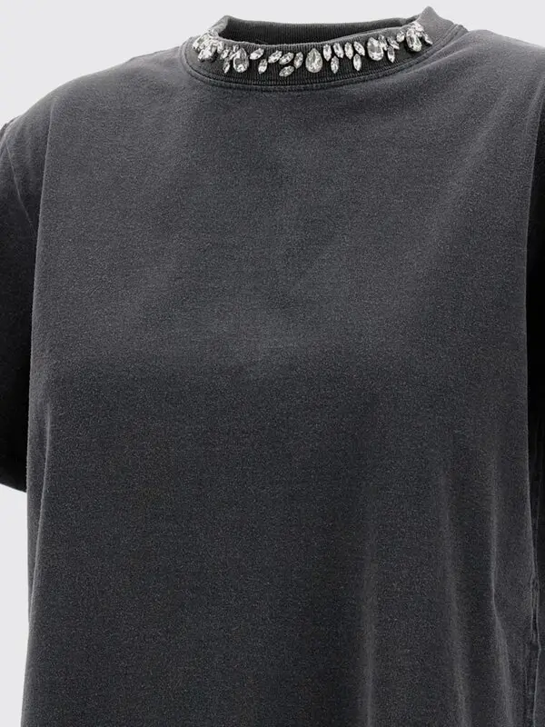 GOLDEN GOOSE Short Sleeve T-shirt With Embellished Neckline - Black