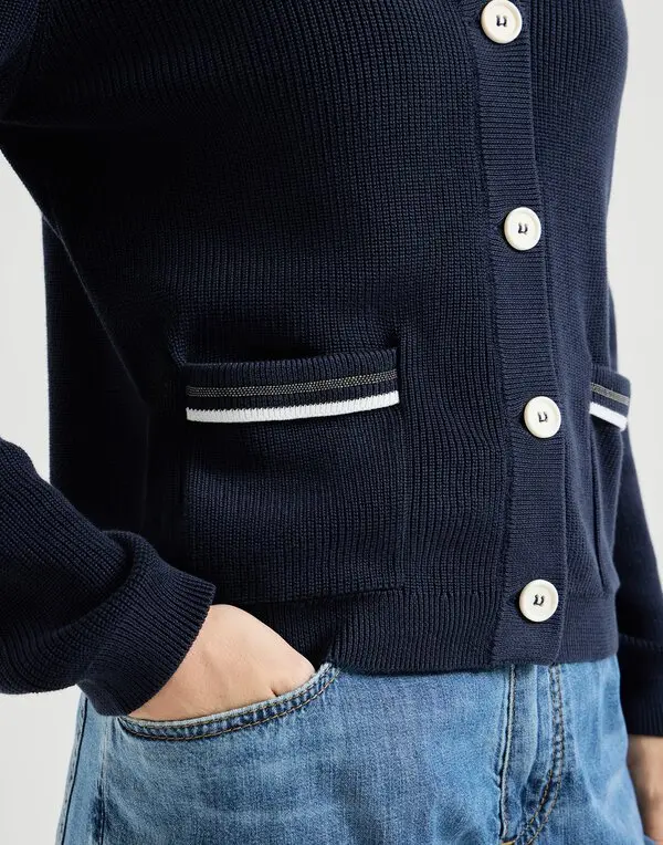 Brunello Cucinelli Ribbed Cardigan With Monili Trim